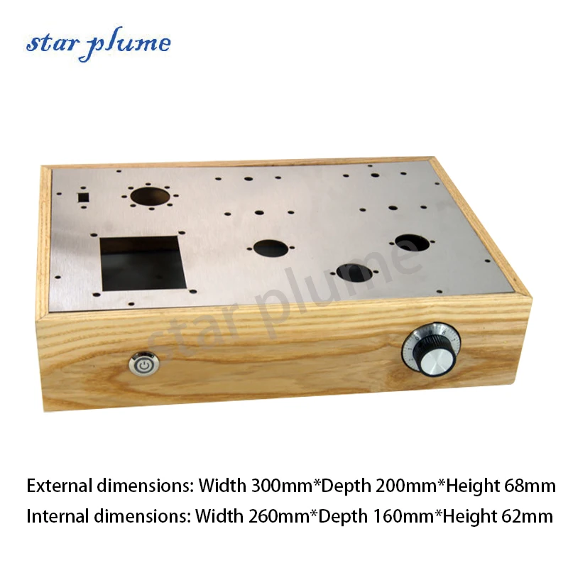 300-200-68mm-Ash-Wood-Frame-Aluminum-Amplifier-Case-Solid-Wood-Box ...