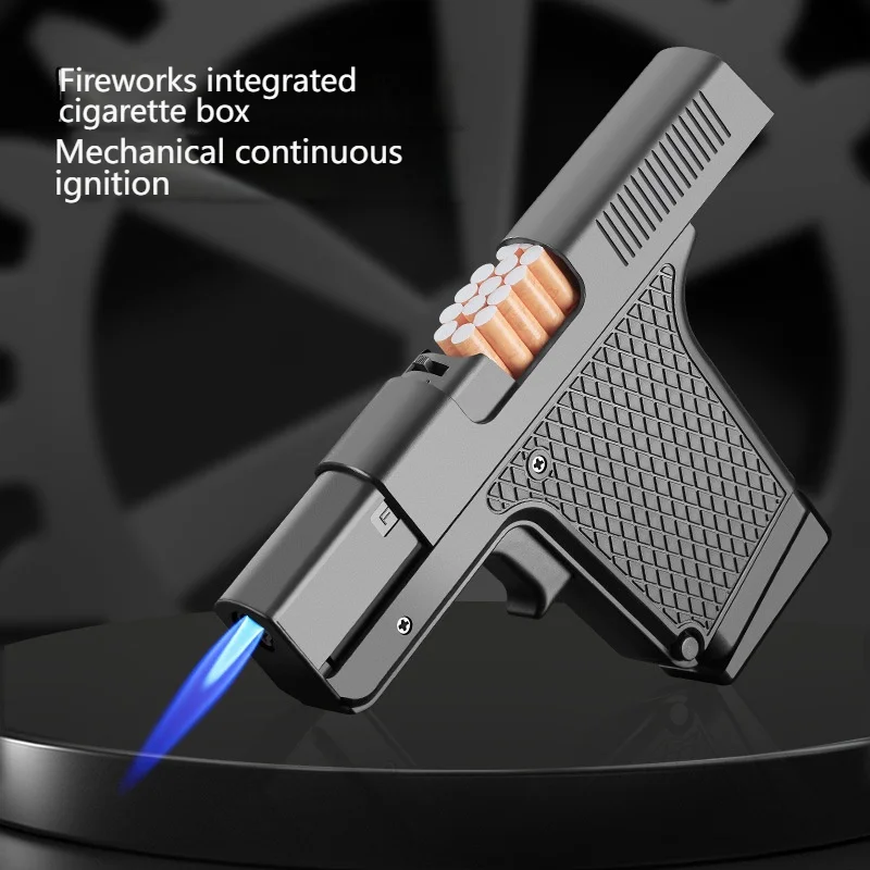 Clip Gun Type Windproof Lighter with Cigarette Case & Adjustable Jet ...