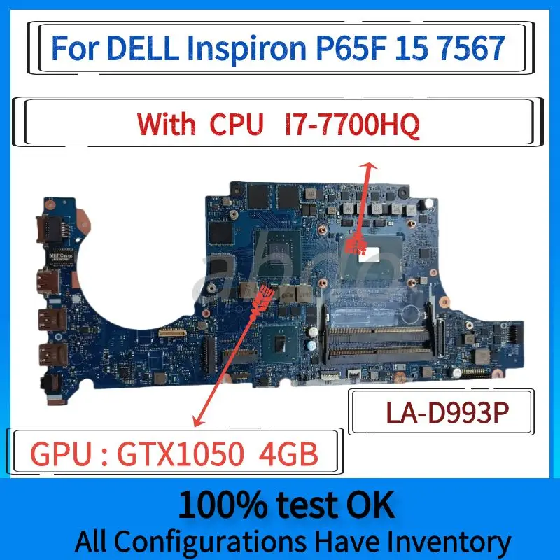 LA-D993P-For-DELL-Inspiron-P65F-15-7567-Laptop-Motherboard-With-i7 ...