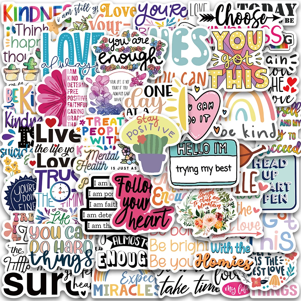 52PCS-Cute-Inspirational-Quote-Motivation-Cartoon-Stickers-Decal-Bike ...