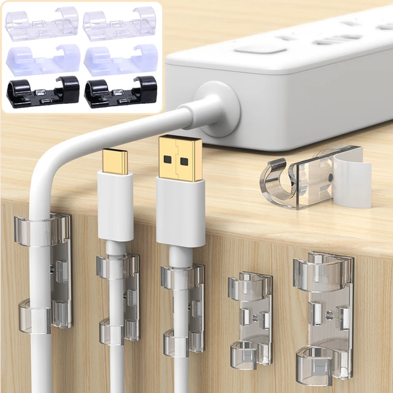 Desktop-Wall-Wire-Holder-Cord-Management-Wire-Tie-Cable-Organizers-Tidy ...