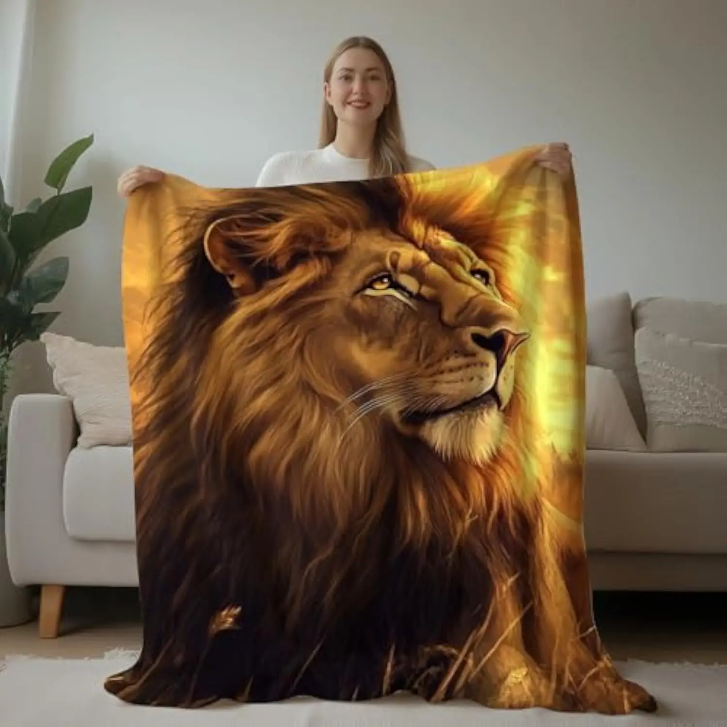 Majestic Lion Throw Blanket Soft Flannel Warm Fleece for Adults Girls ...