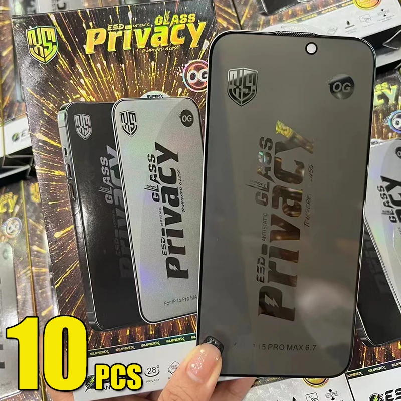 10pcs OG ESD 28° Privacy Tempered Glass Screen Protector Anti Spy Film ...