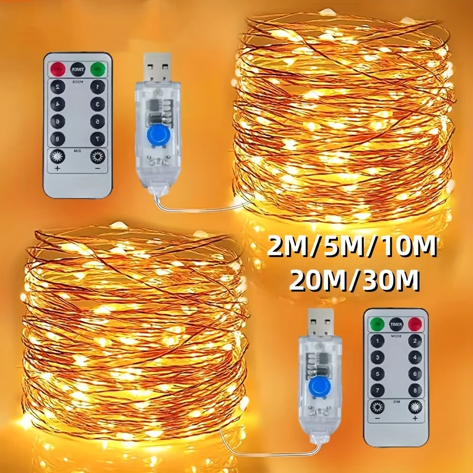 USB Led String Light 5M/10M/20/30M Telecontrol 8Mode Remote Control ...