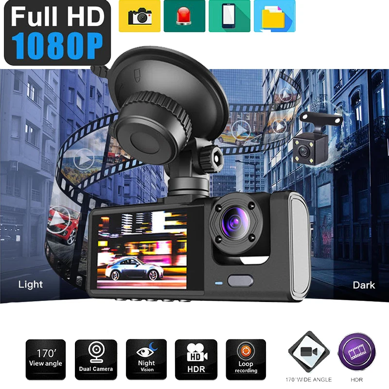 Driving-recorder-Three-Way-Dash-Cam-WIFI-Car-DVR-3-Channel-Rear-View ...