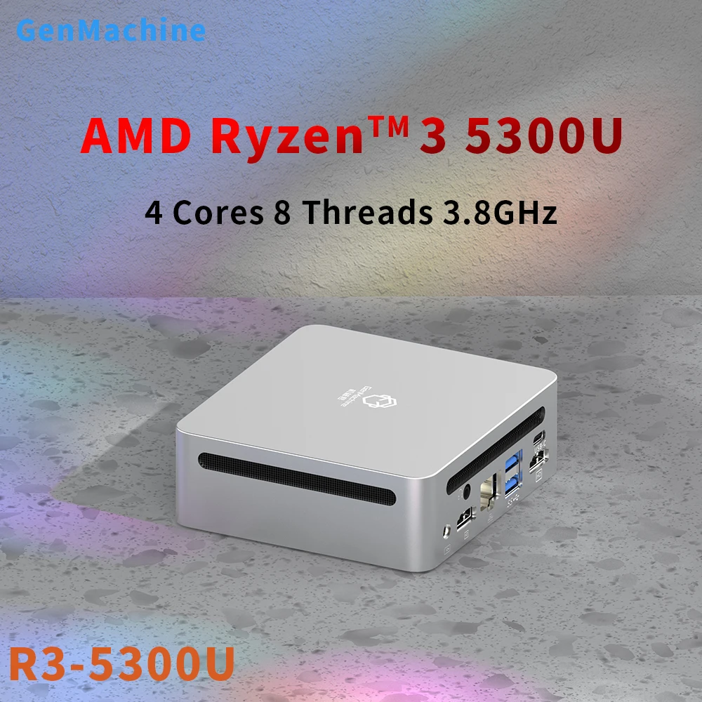 GenMachine Mini PC AMD Ryzen3 5300U Dual HDMI LAN WIFI6 DDR4 NVMe ...