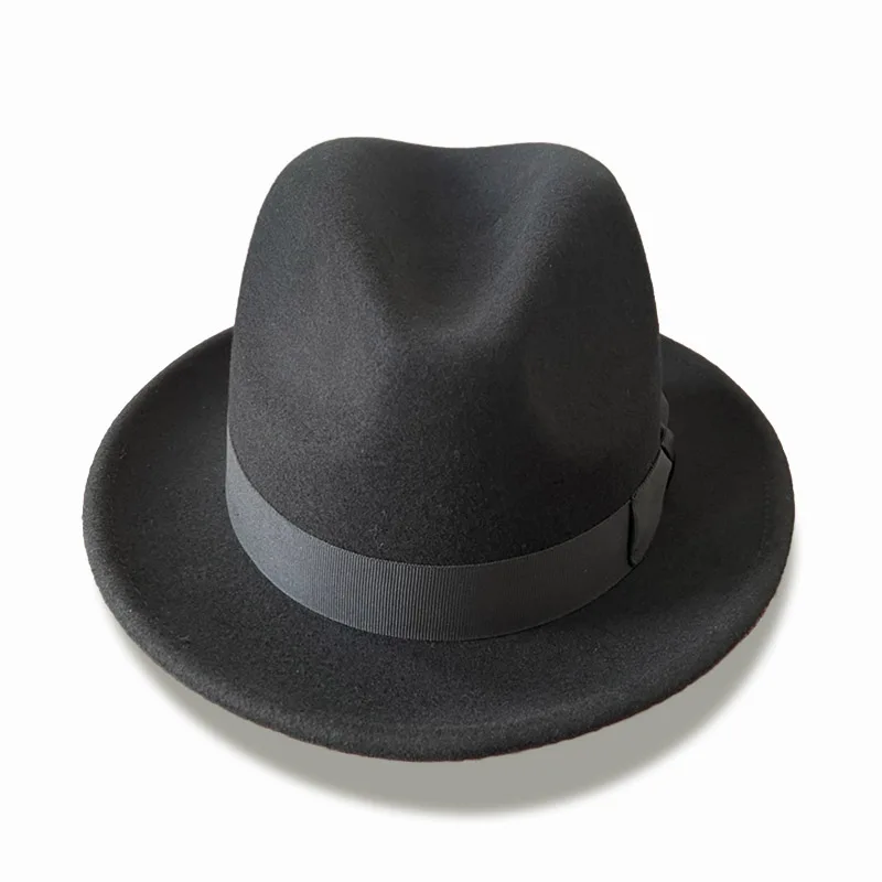 New-British-Short-Brim-Fedora-Hat-Men-Wool-Felt-Trilby-Hat-Big-Head ...