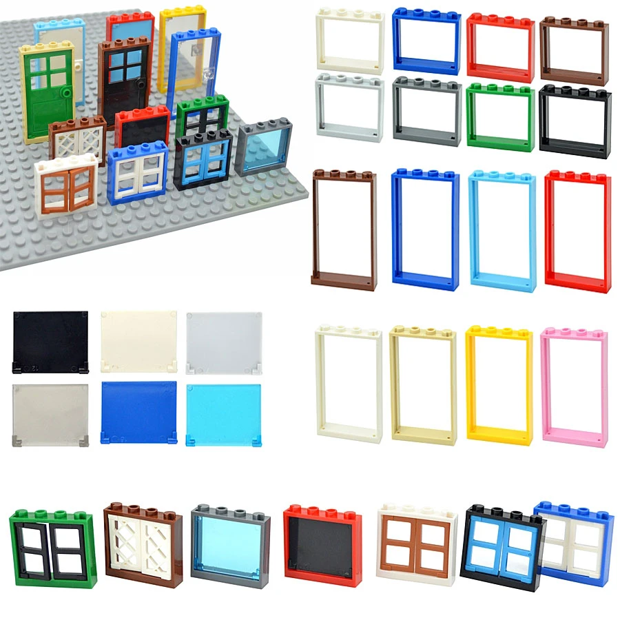 City Window Building Blocks MOC House Door Frame Glass Bricks Parts ...