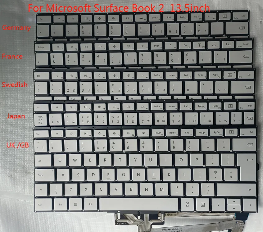For New Microsoft Surface Book 2 1834 1835 1832 Keyboard UK GB Japan Germany Swedish France PO ...