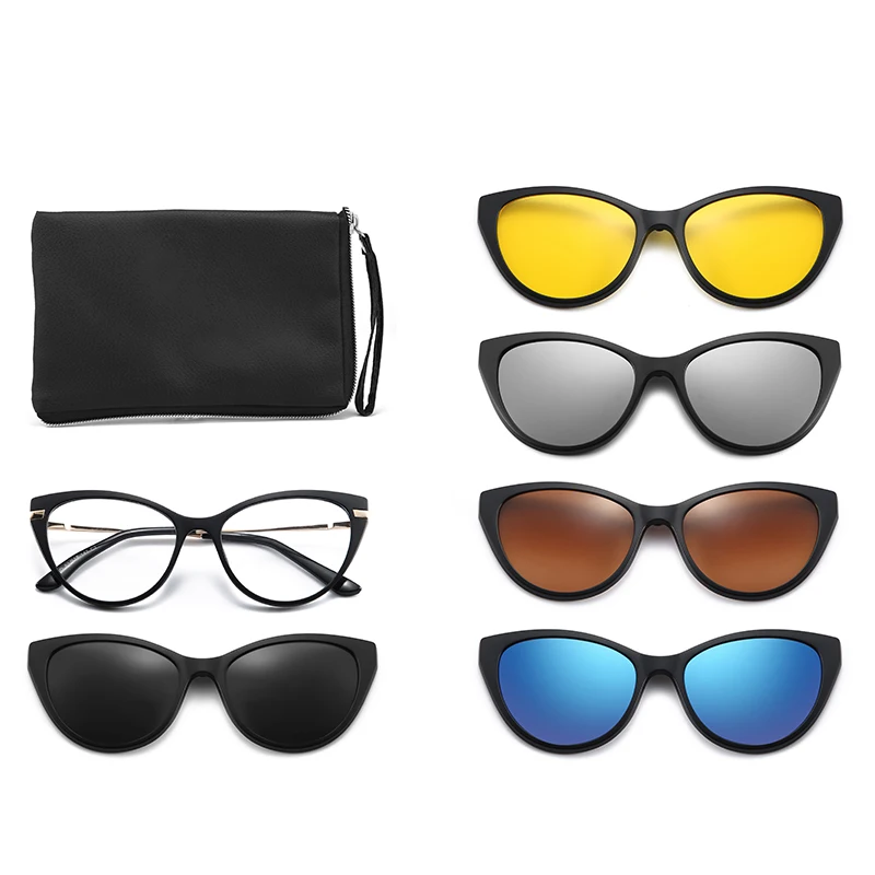 KAMMPT-Cat-Eye-Sunglasses-Set-with-Changeable-Magnetic-Lenses-Women ...