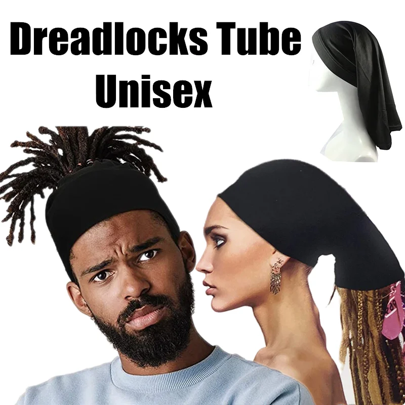 Hair-Care-Cap-For-Dreadlocks-Tube-Men-Women-Black-Elastic-Two-Way-Wrap ...