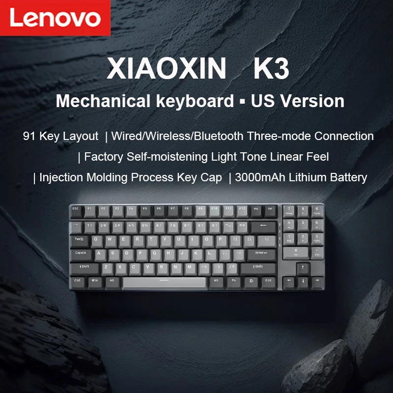 Lenovo-Xiaoxin-K3-mechanical-keyboard-Three-mode-connection-All-keys-do ...