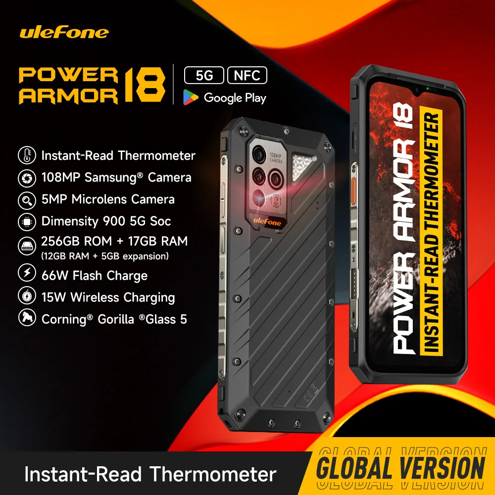 Ulefone Power Armor 18 5g Rugged Phone 17gb Ram Moblie Phone 256gb Rom 108mp 66w 9600mah Android ...
