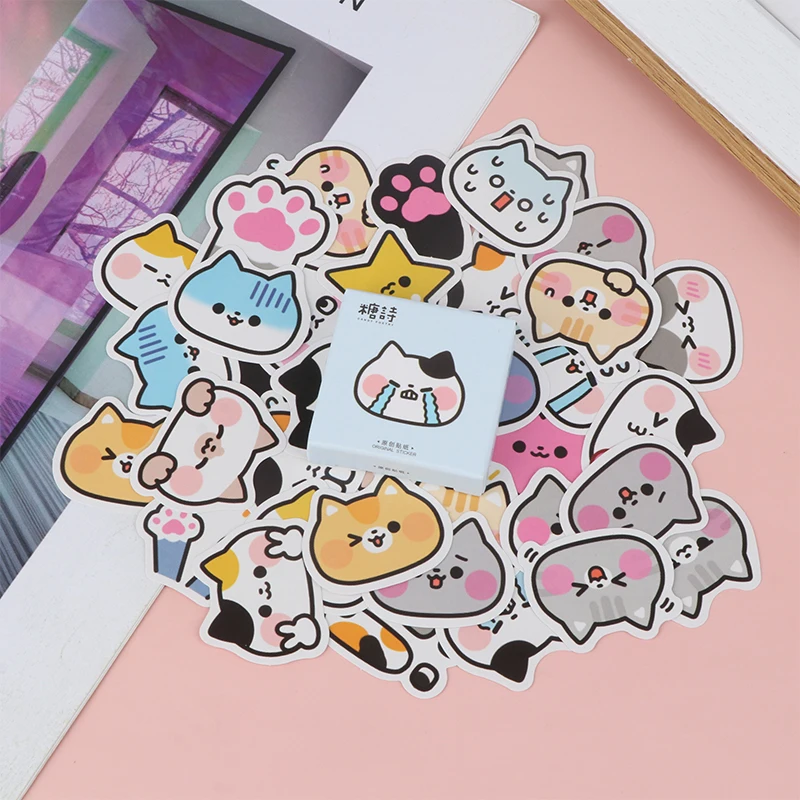 45pcs Cute Cat Stickers Vinyl Decals Animals Kitten Sticker For Bottles ...