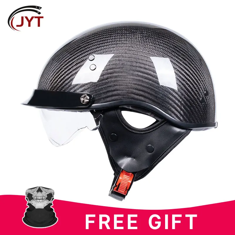 Half-Face-Helmet-Carbon-Fiber-1-2-Motorcycle-Helmets-Four-Seasons ...