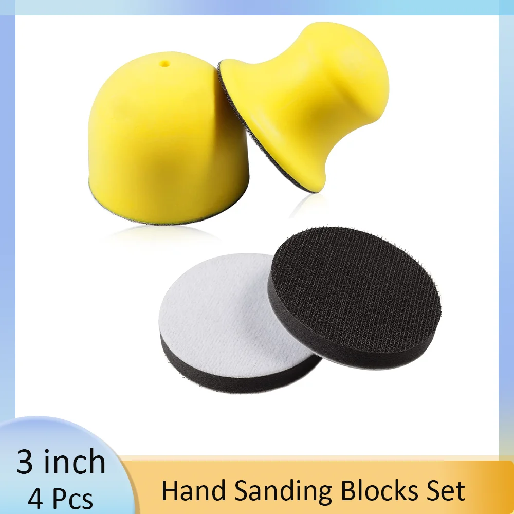 4Pc-3Inch-Hand-Sanding-Block-Backing-Elastic-PU-Foam-Sand-Disc-Holder ...