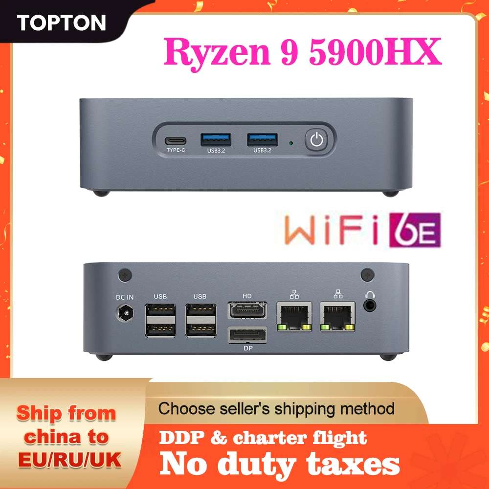 Topton Mini Pc Amd Ryzen 9 5900hx R7 5825u 3200mhz Ram Nvme Ssd 2.5g ...
