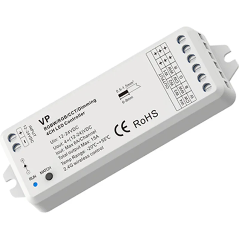 VP-RGBW-RGB-CCT-Dimming-4-Channel-RGBW-LED-RF-Controller-12V-24V-DC ...