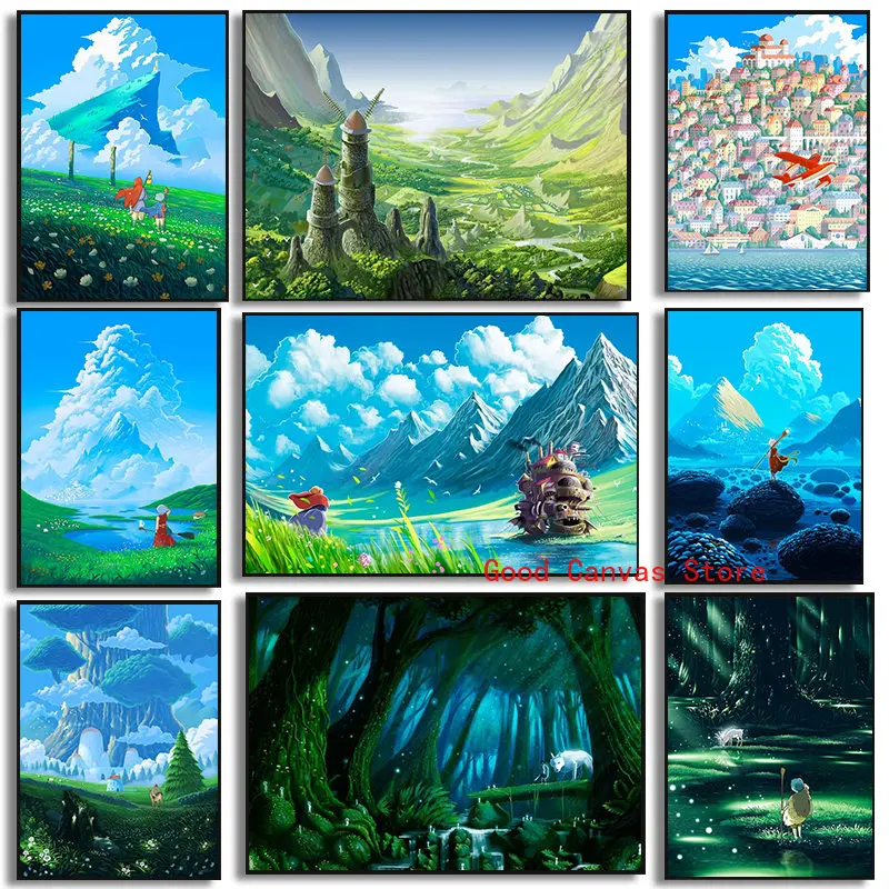 Anime Inspired Artwork Posters Japanese Famous Animation Scenery Canvas ...