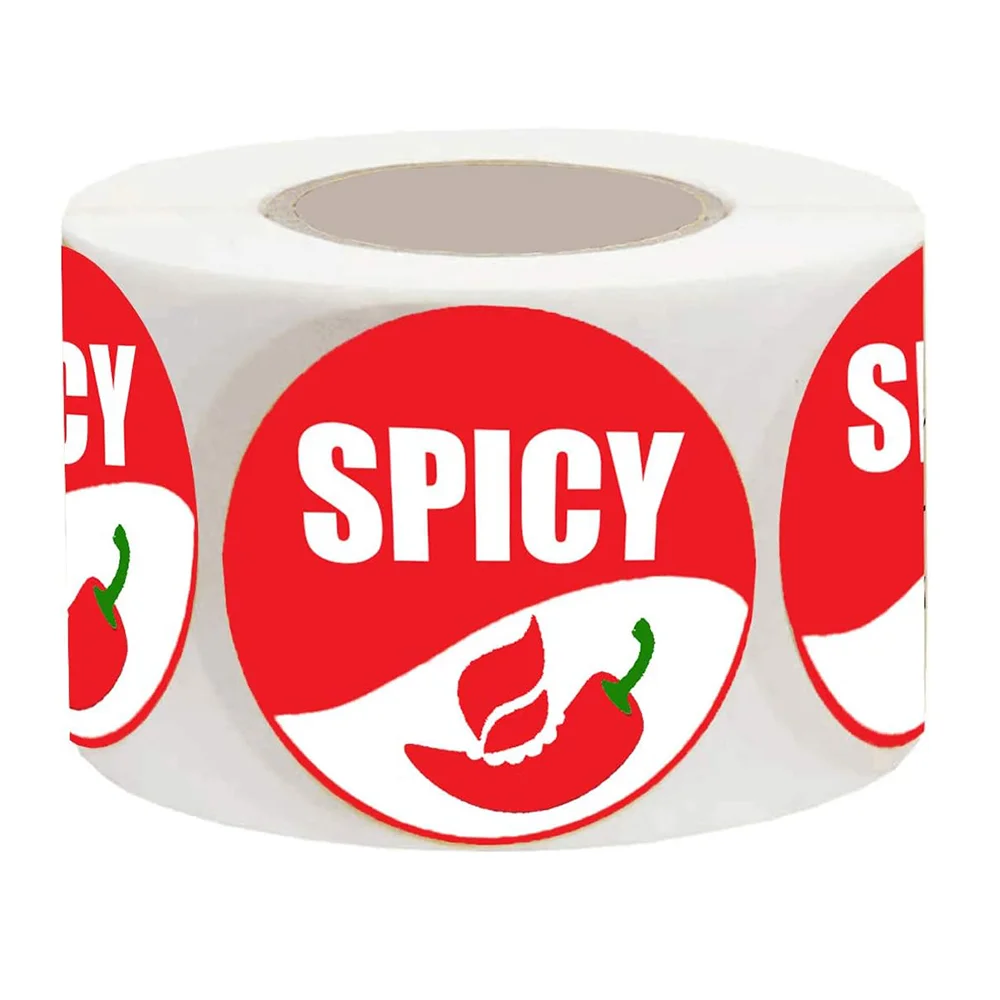 500 Pcs Spicy Stickers 1.5 Inch Grocery Store Food Warning Spicy Labels ...
