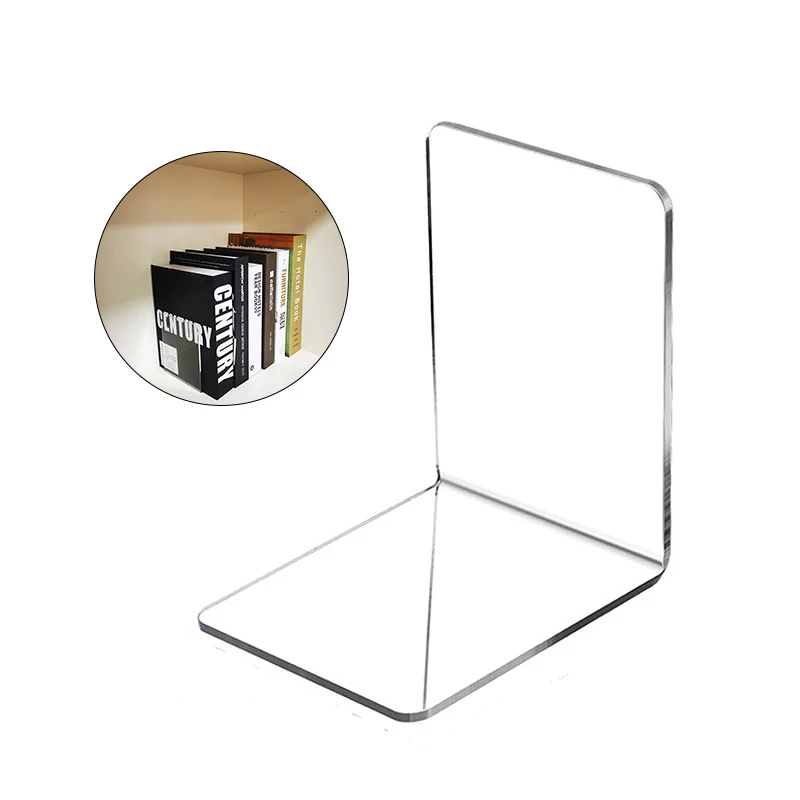 1PC-Transparent-Acrylic-Bookends-Stand-Bookshelf-Desktop-Decorative ...