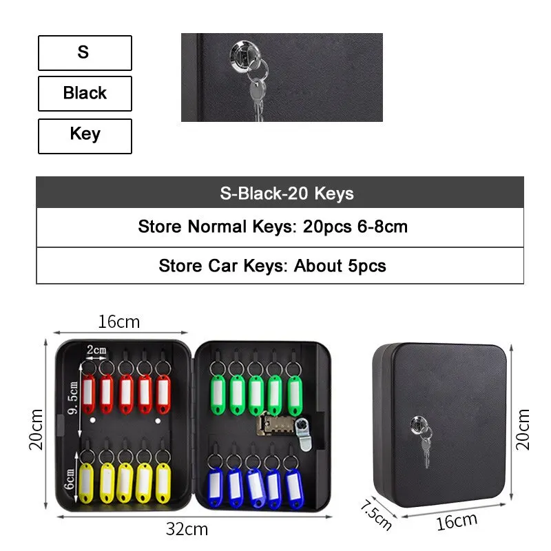 20-Keys-Safe-Boxes-Wall-mountable-Metal-Key-Password-Estate-Car-Keys ...
