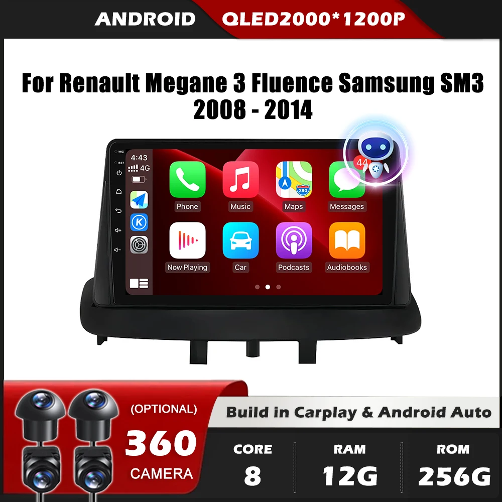 Car-Radio-Carplay-For-Renault-Megane-3-Fluence-Samsung-SM3-2008-2014 ...