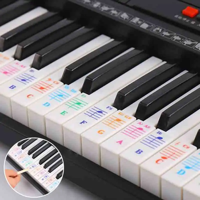 61Key-Color-Piano-Letter-Notes-Transparent-Piano-Keyboard-Stickers-Hand ...