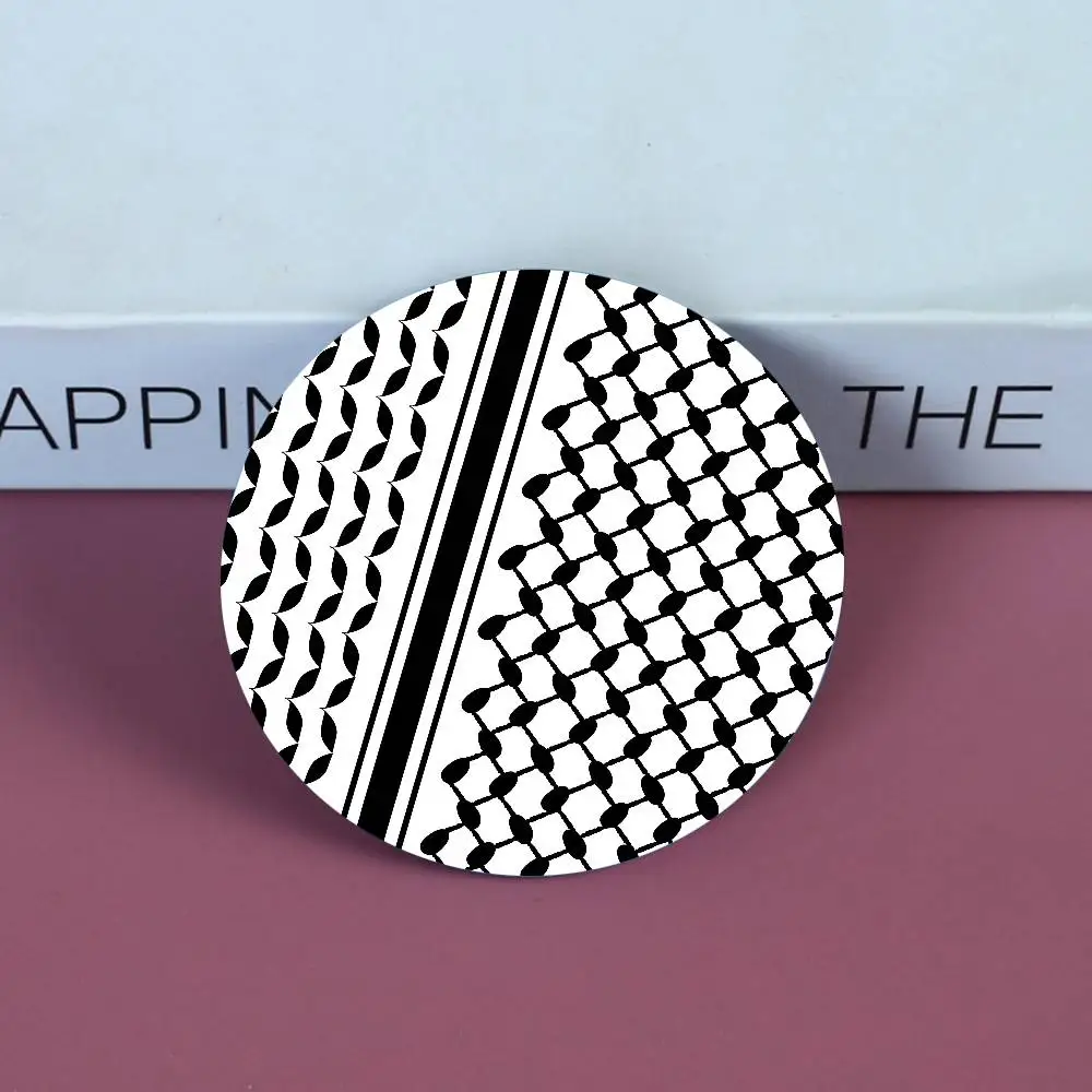 Keffiyeh And Lines In Black Badges Anime Round Laser Badge Cartoon ...