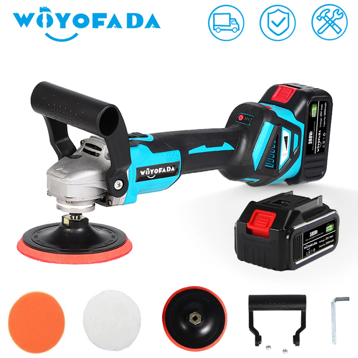 6 Gears Brushless Electric Polishing Machine Car Polisher Angle Grinder ...