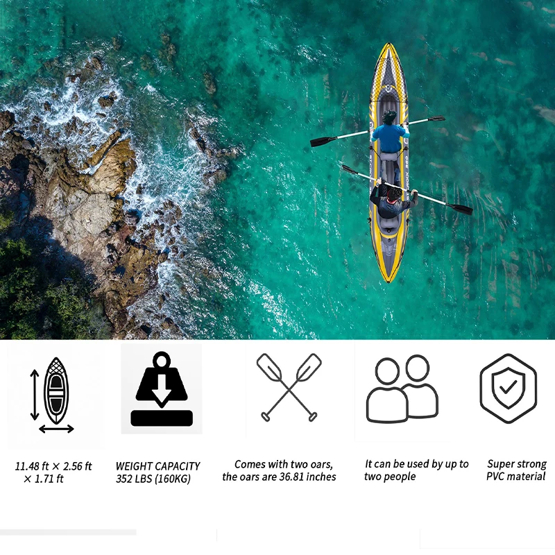RAMYPOKET Inflatable Kayak For 2 persons,Inflatable Boat With Robust ...