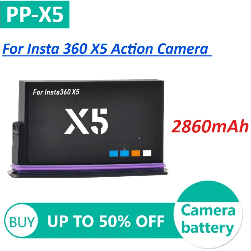 PP-X5 2860mAh Replacement Battery for Insta360 X5 Fast Charger box for ...