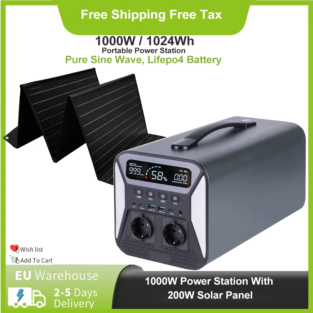 Camping Power Bank 110v 220v Portable Power Station 2000w 1000w With ...