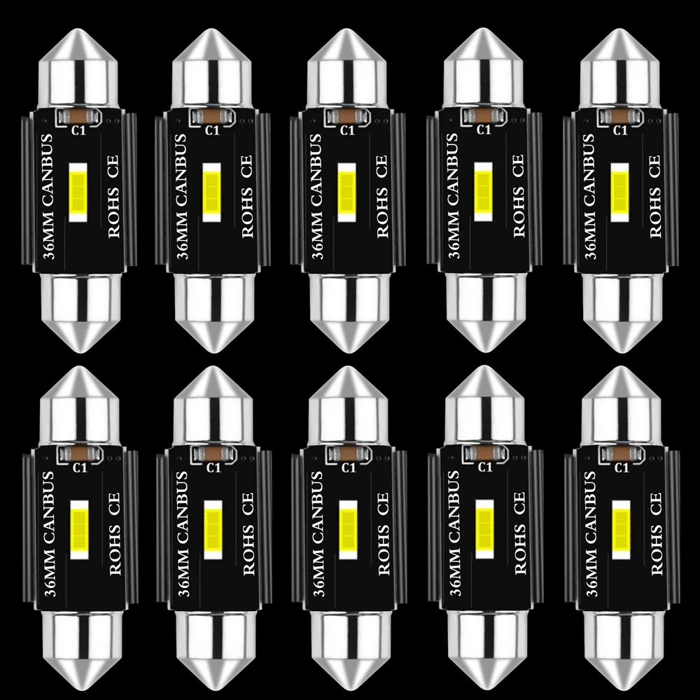 10pcs Festoon 31mm 36mm 39mm 41mm C5w C10w Super Bright Csp Led Bulbs Car Dome Light Canbus No ...