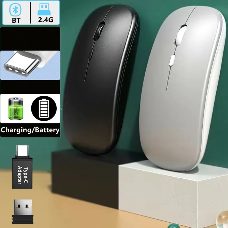 Wireless-Mouse-Slim-Bluetooth-compatible-2-4G-Computer-Mice-Portable ...