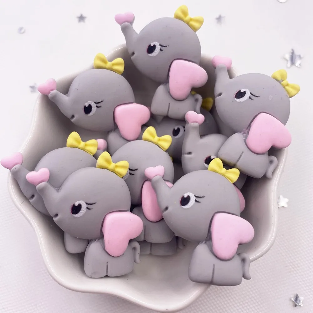 10PCS Resin Cartoon Cute Elephant Flatback Animal Cabochon Figurine ...
