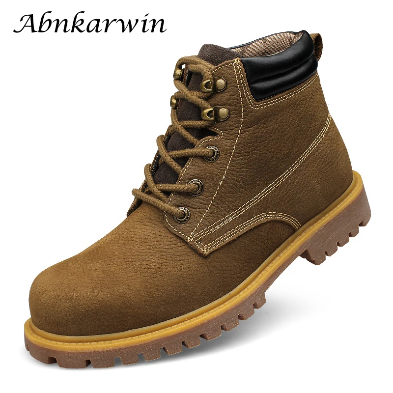 Botas-de-trabajo-de-piel-aut-ntica-para-hombre-zapatos-de-senderismo-de ...