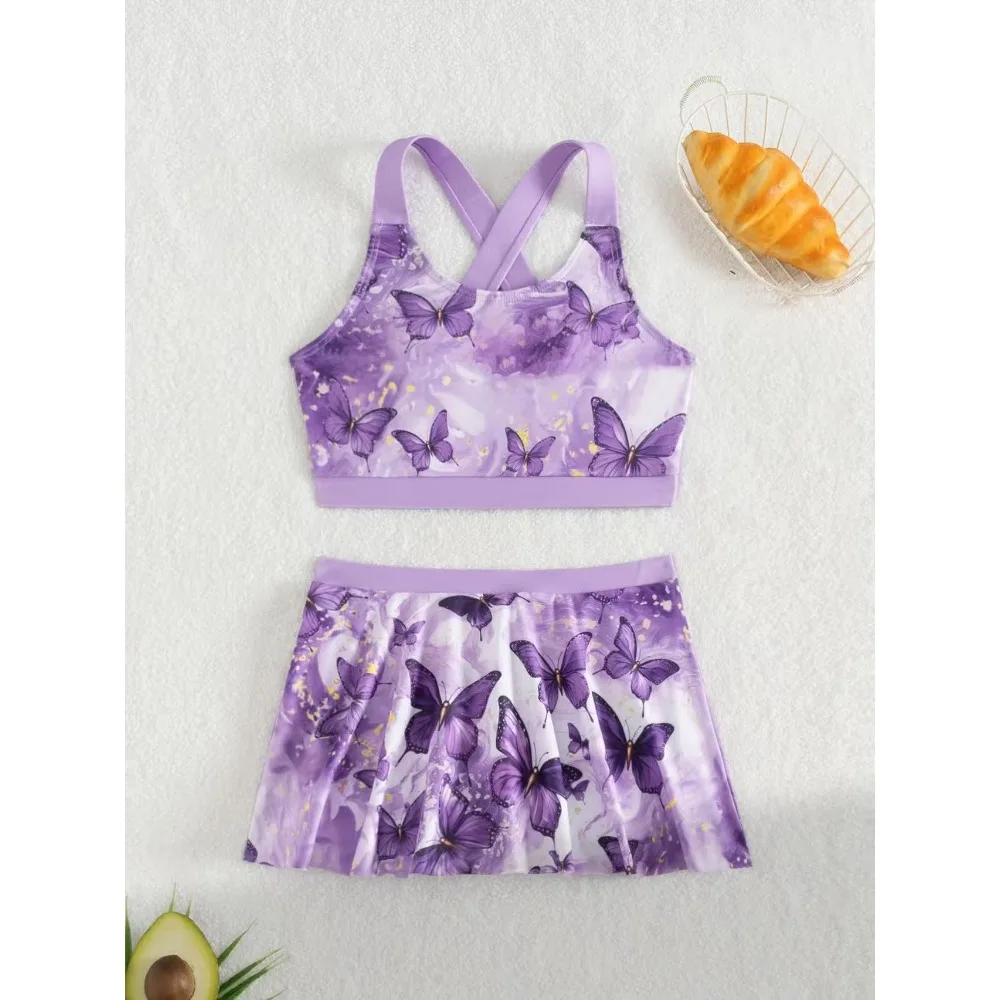 Girls Kids Swimwear Beach Wear Children Two Pieces Swimsuit 7-12 Years ...