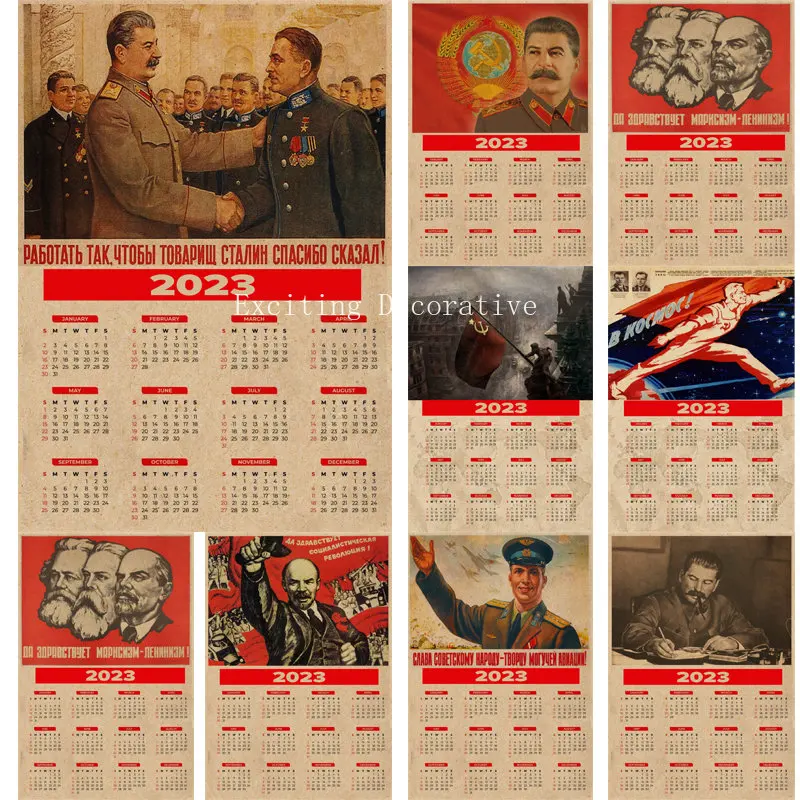Ünlü Stalin lenlenin 2023 takvim posterler sovyet sscb CCCP Retro Kraft ...
