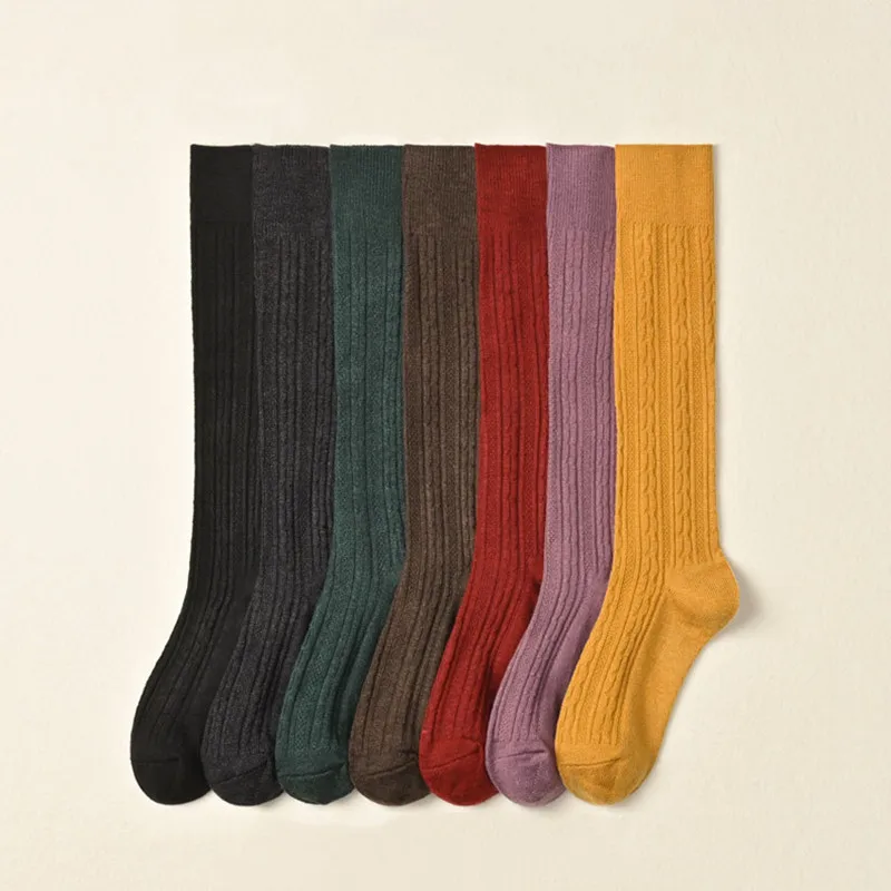 Quente meias longas outono inverno meias para meninas moda feminina ...