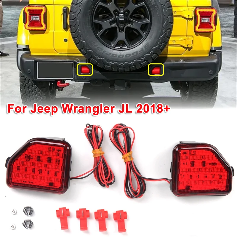1pair LED Rear Bumper Reflector Tail Lights for Jeep Wrangler JL 2018 ...