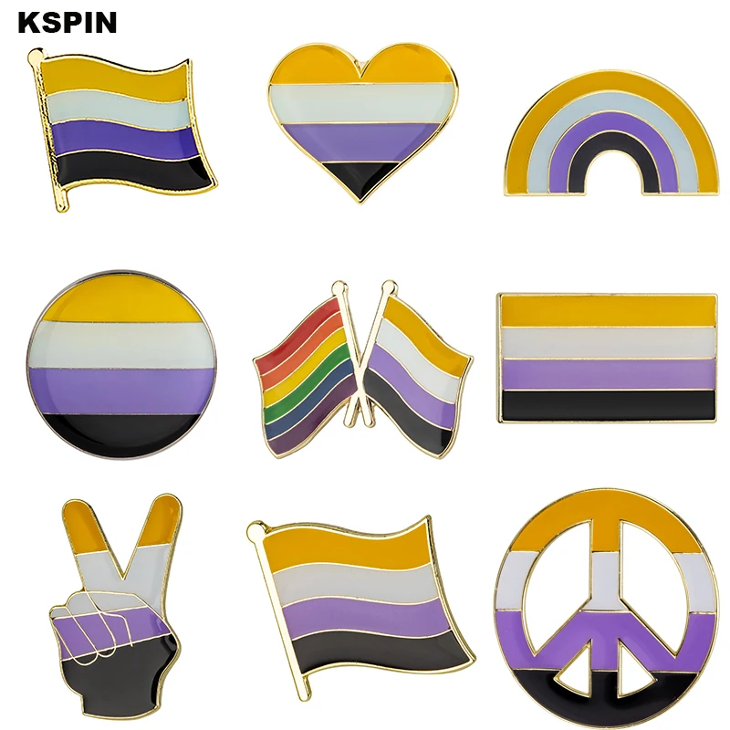 Non-binary-Pride-Pins-Lapel-Pins-LGBT-Community-Nonsexuality-Brooch-Rainbow-Flag-Peace-Love ...