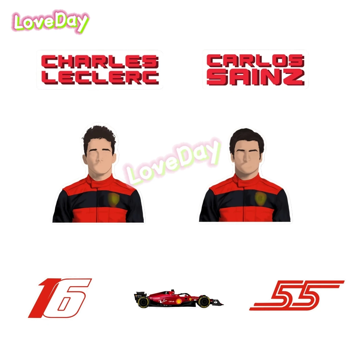 F1-Racing-Ferrari-s-Team-Sticker-Carlos-Leclerc-Carlos-Sainz-Cartoon ...