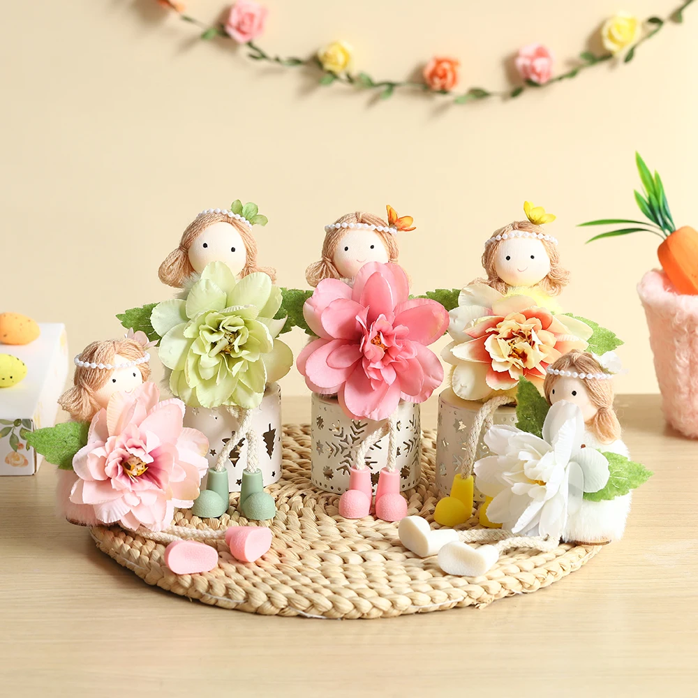 Easter Flower Fairy Decor Fairy With Wings Pendant Pink Yellow Green ...