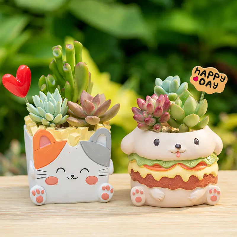 Burger and Fries Series Animals Planters Decorative Flower Pots for ...