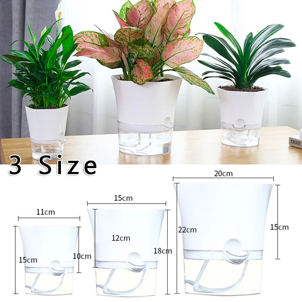 Transparent-Self-Watering-Plant-Flower-Pot-Plastic-Planter-Home-Garden ...