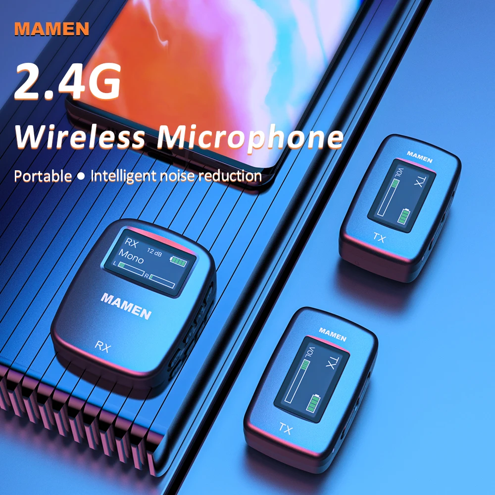 MAMEN-Mini-Wireless-Lavalier-Microphone-50M-Transmission-System-Vlog-Equipment-for-Live ...