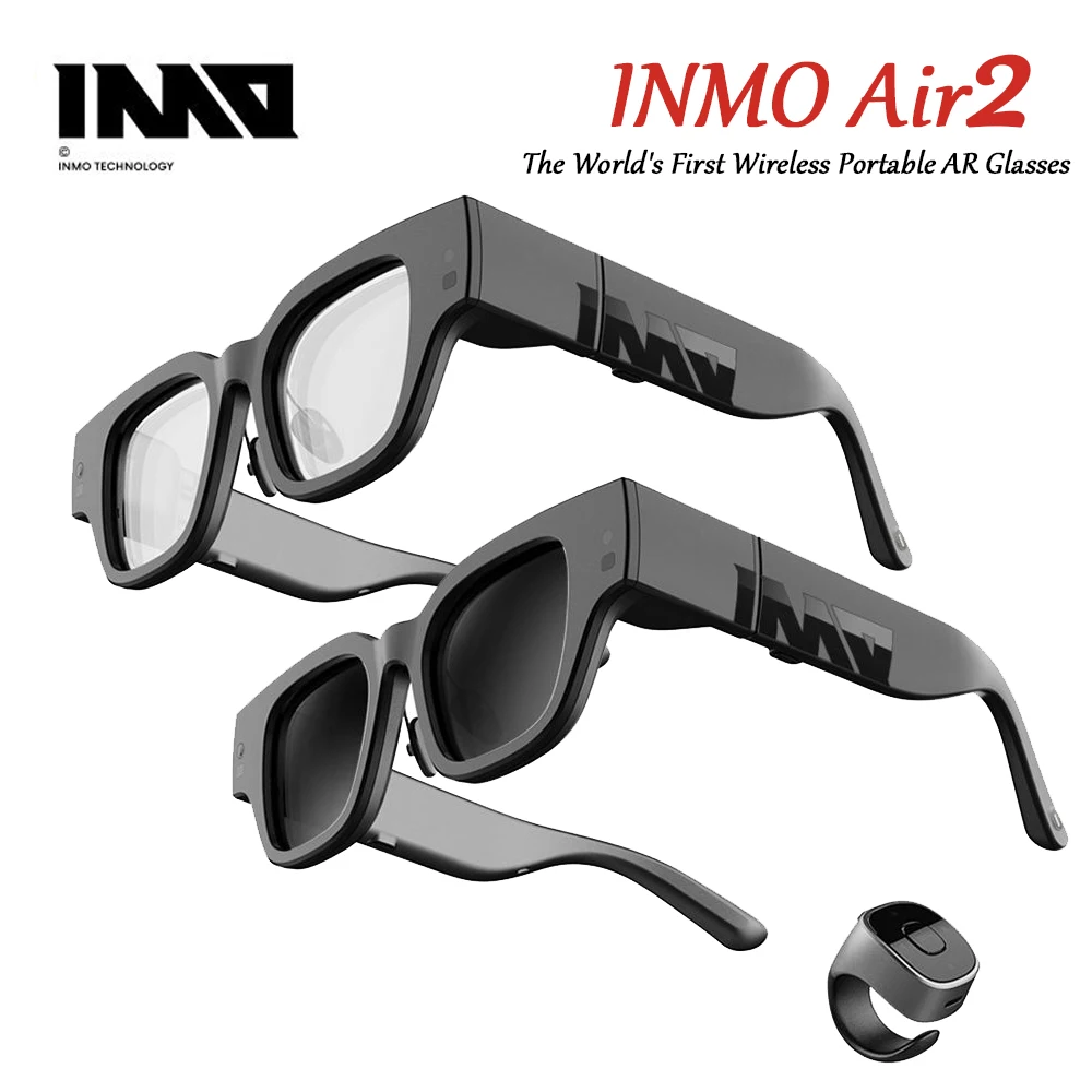 INMO Air2 Wireless Portable AR Smart Glasses Support Screen Touch Ring Voice Control HD View ...
