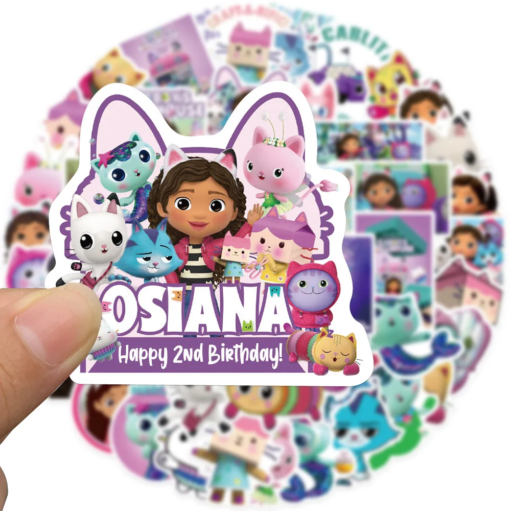 50PCS-New-Gabby-Dollhouse-Cartoon-Stickers-Car-Motorcycle-Travel ...
