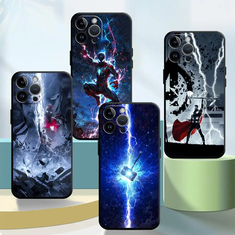 Marvel Thunderbolt Thor Black Soft Phone Cover Case for iPhone 15 SE XR ...